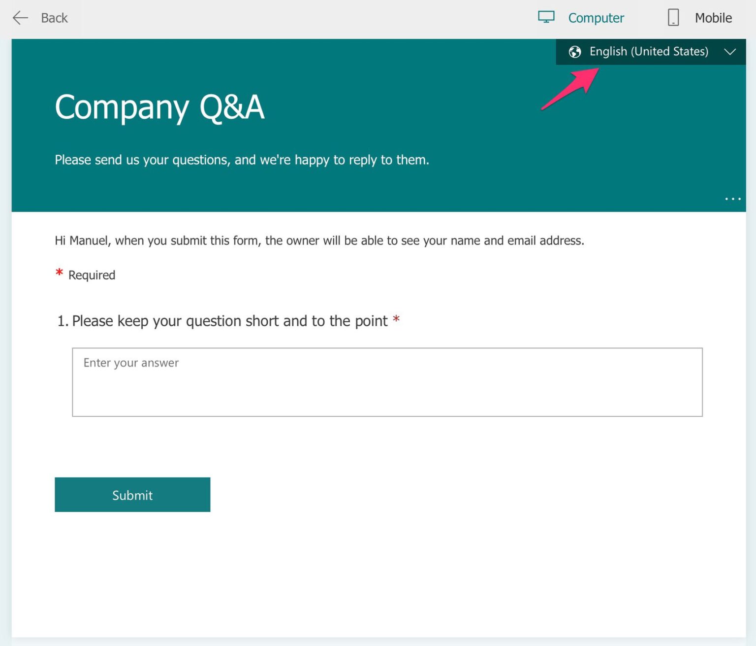 Microsoft Forms: Multi-language forms - Manuel T. Gomes