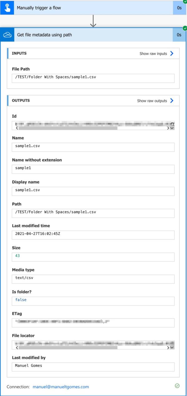 Power Automate: OneDrive for Business - Get file metadata using path ...