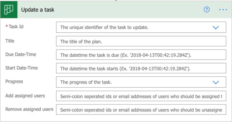 Power Automate: Planner - Update a task Action - Manuel T. Gomes