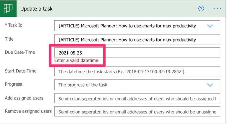 Power Automate: Planner - Update a task Action - Manuel T. Gomes