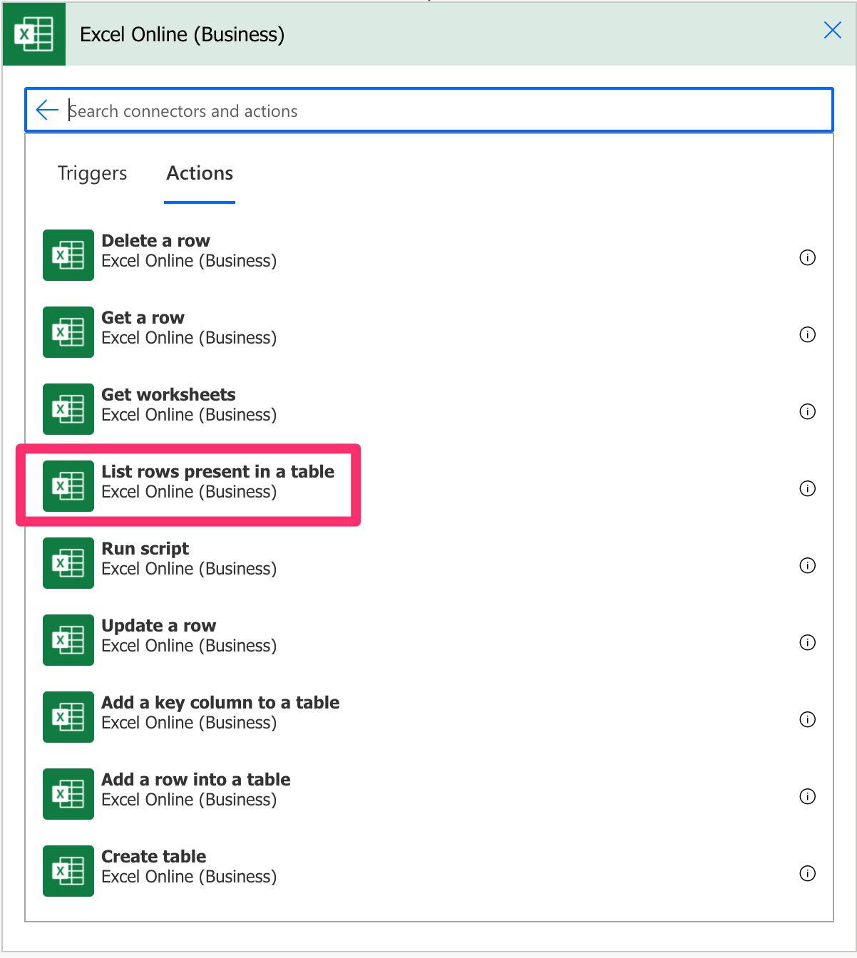 Power Automate: Office 365 Excel - List rows present in a table Action ...