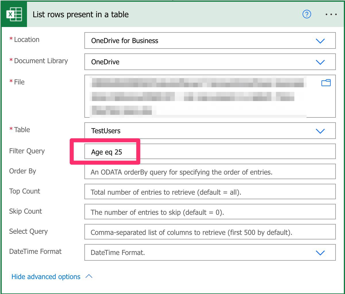 Power Automate: Office 365 Excel - List rows present in a table Action ...