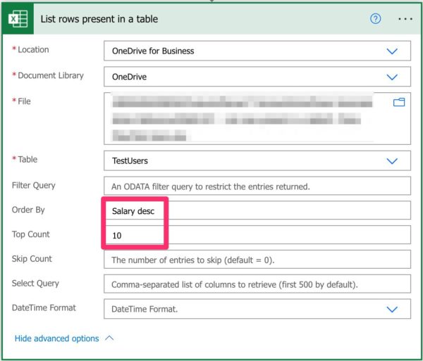 Power Automate: Office 365 Excel - List rows present in a table Action ...