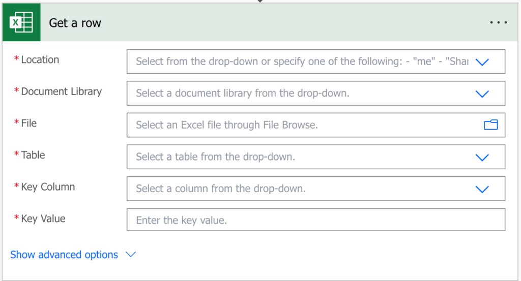 Power Automate: Office 365 Excel - Get a Row action - Manuel T. Gomes