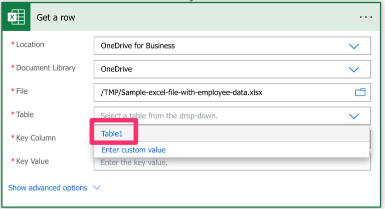 Power Automate: Office 365 Excel - Get a Row action - Manuel T. Gomes