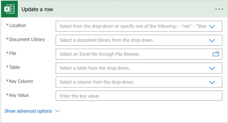 Power Automate: Office 365 Excel - Update a Row action - Manuel T. Gomes