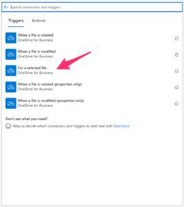 Power Automate: OneDrive for Business - For a selected file Trigger ...