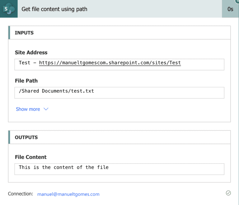 Power Automate Sharepoint Get File Content Using Path Action